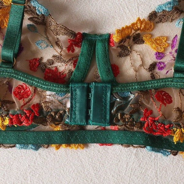 Boho Embroidered Lingerie Set - Green, Boudoir Lingerie, High Quality ...